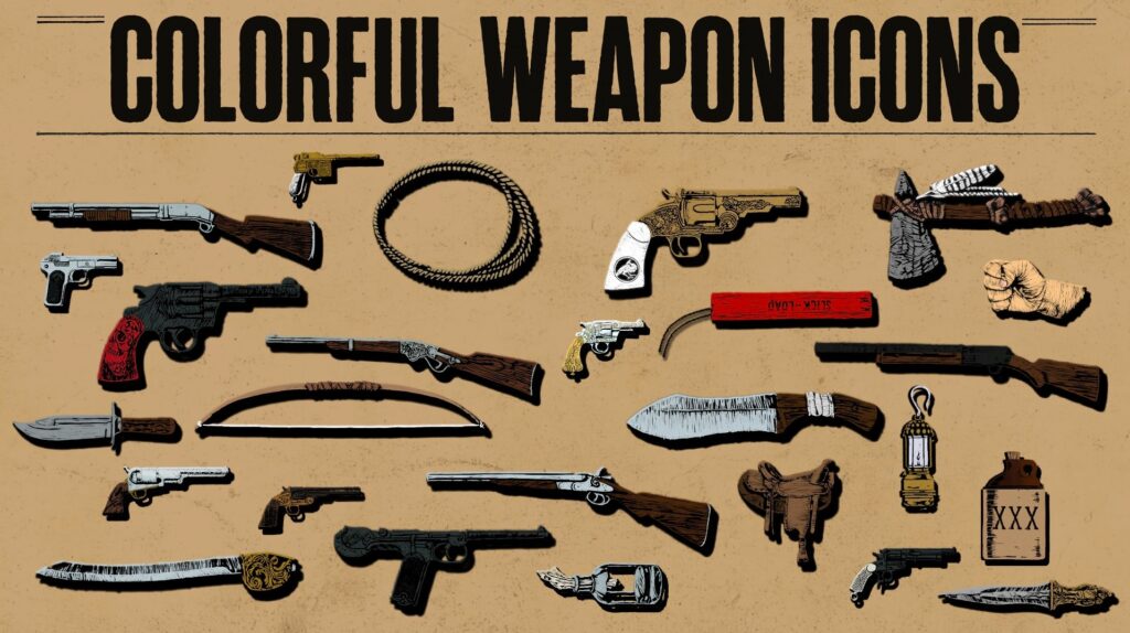 Colorful Weapon Icons - Red Dead Redemption 2 Mod